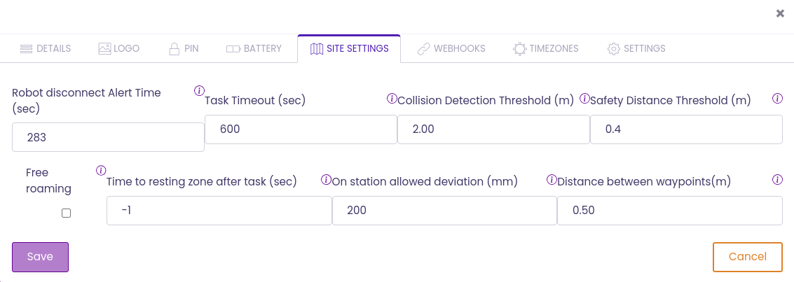 Site settings parameters | Meili Robots